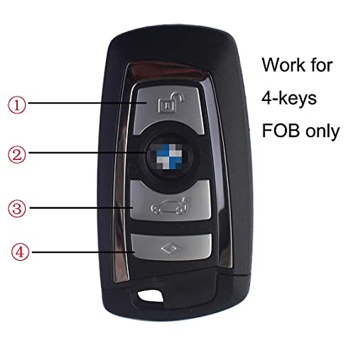Velsman Compatible with BMW Trapezoid Style Key FOB - 3 Buttons Silicone Case Cover Protector Holder and Wrist Strap (Black)