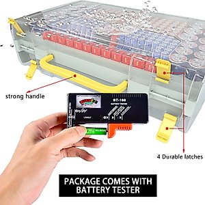 Large Capacity 269 Battery Organizer Storage Case with Tester, Double-Side Battery Holder Container for AA AAA AAAA C D 9V Lithium 3V CR123 CR2032 CR1632 18650 Batteries(Box Only) (Grey)