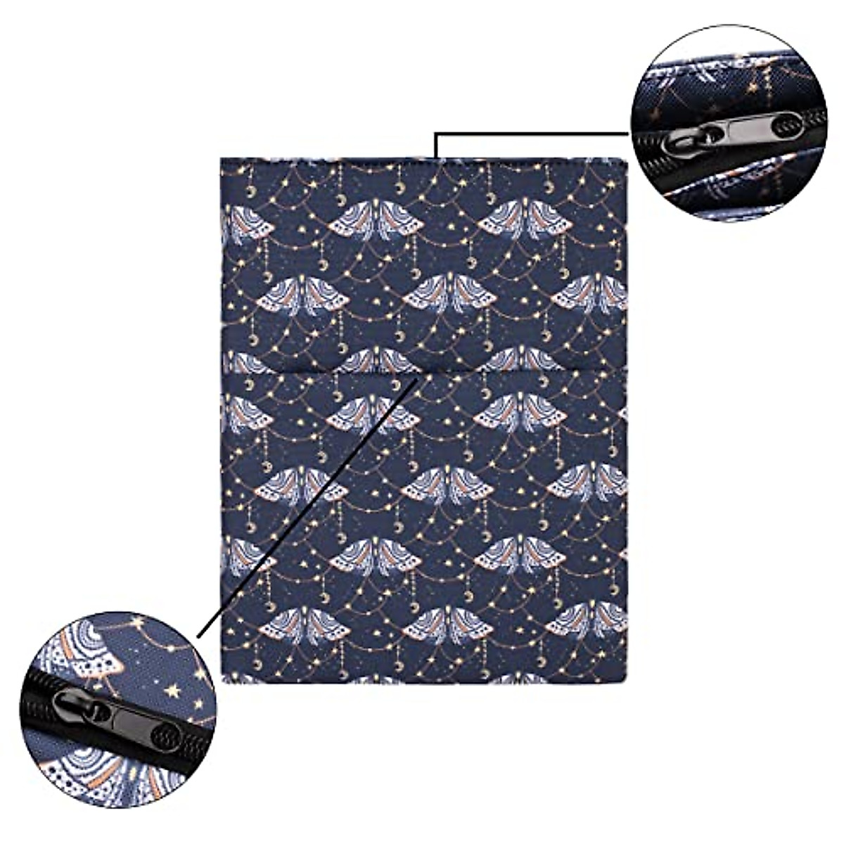 The Great Oak Nocturnal Wings - Padded Book Sleeve - 8.5inch x 11inch - Zippered Pocket - Book Cover for Paperback, Hardback, Planner, Kindle