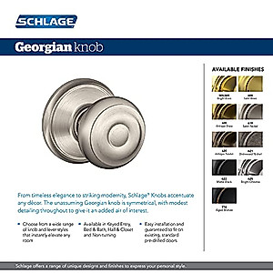 Schlage F40 GEO 622 Georgian Door Knob, Bed & Bath Privacy Lock, Matte Black