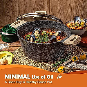 CAROTE 6 Qt Nonstick Stock Pot Soup Pot,Granite Cooking Pot, Casserole Dish Dutch Oven with lid Cookware PFOA Free (CLASSIC GRANITE)