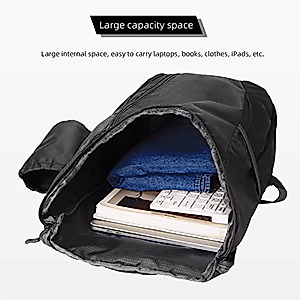 kingsea Hiking Backpack Foldable 20L Waterproof And Wear-Resistant Lightweight Backpack Packable Outdoor Travel Camping Black Daypack