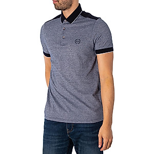 A|X Armani Exchange Men's Polo Shirt with Stripes, Navy, L