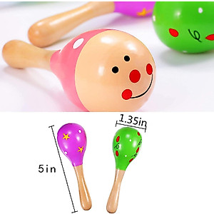 Sansheng 12 PCS Mini Fiesta Wooden Maracas Toys, Wooden Maracas Festival Painting, Wooden Carnival Maracas (Random Colors)