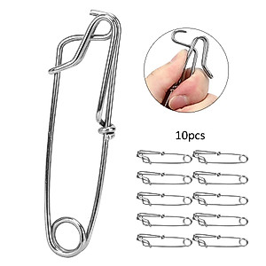 SOONALL 10Pcs Longline Snap Clip, Stainless Steel Long Line Fishing Tuna Clips, Longline Branch Hangers Snap Clip Tuna Clamp Fishing Tackle - 2.6X100mm