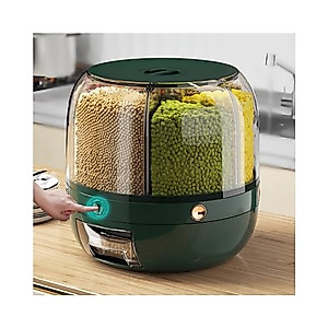 Grain Storage Container Dispenser, rice dispenser rotating, 360° rotating food dispenser One-Click Output rice Storage Round Grain Dispenser Kitchen for Small Grains, Beans, Rice (C)