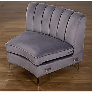 Legend Furniture Velvet Modular sectional Curved Round-Shaped Semi-Circular for Living Room Big Couches Sofas, 142", Grey