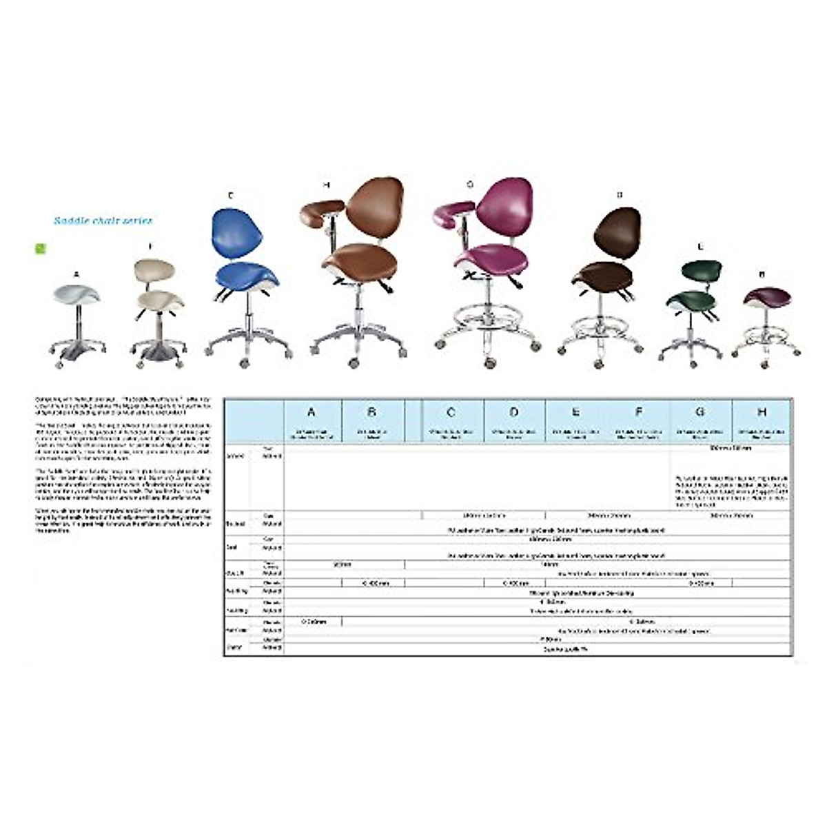 APHRODITE Standard Dental Mobile Chair Saddle Doctor's Stool PU Leather Dentist Chair from Purple-Violet