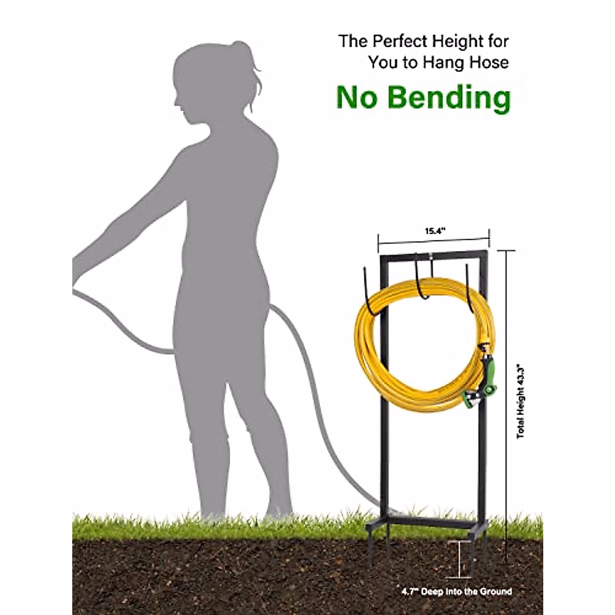 Garden Hose Holder Freestanding Thicker Metal Hose Stand Securely Hold Hose 3/4 inch x 100 ft, Detachable water hose stand for Outdoor Yard