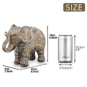 TERESA'S COLLECTIONS Boho Elephant Decor, Elephant Statues Brings Good Luck for Home Decor, Elephant Figurines Resin for Bookshelf, Living Room, Centerpiece Home Decorations Gifts for Mom, 6.3"