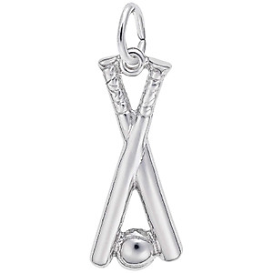 Rembrandt Charms Baseball & Bats Charm, Sterling Silver