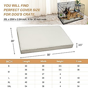 Explore Land Waterproof Dog Bed Cover Machine Washable Sherpa Fleece Dog Bed Replacement Cover, 30Lx20Wx3.5H inch, Beige