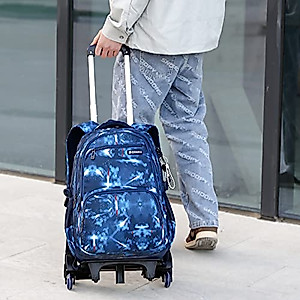 Amythe Rolling Backpack for Kids Teenagers, Casual Laptop Backpack - Lightweight, Waterproof,Tear-Resistant, Six-Wheeled for Easy Transport，Travel Luggage Backpack