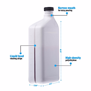 Consolidated Plastics 40622 Rectangular Oil Bottle HDPE, 32 oz., White, 12 Piece