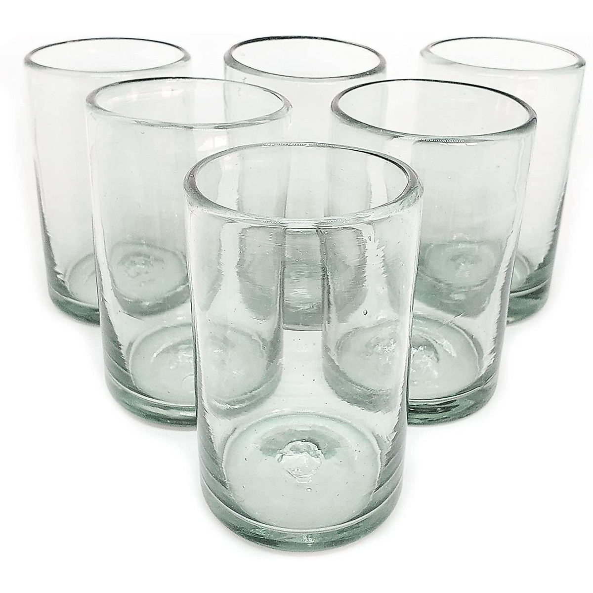 MexHandcraft Clear 14 oz Drinking Glasses (set of 6), Recycled Glass, Lead-free, Toxin-Free (Drinking)