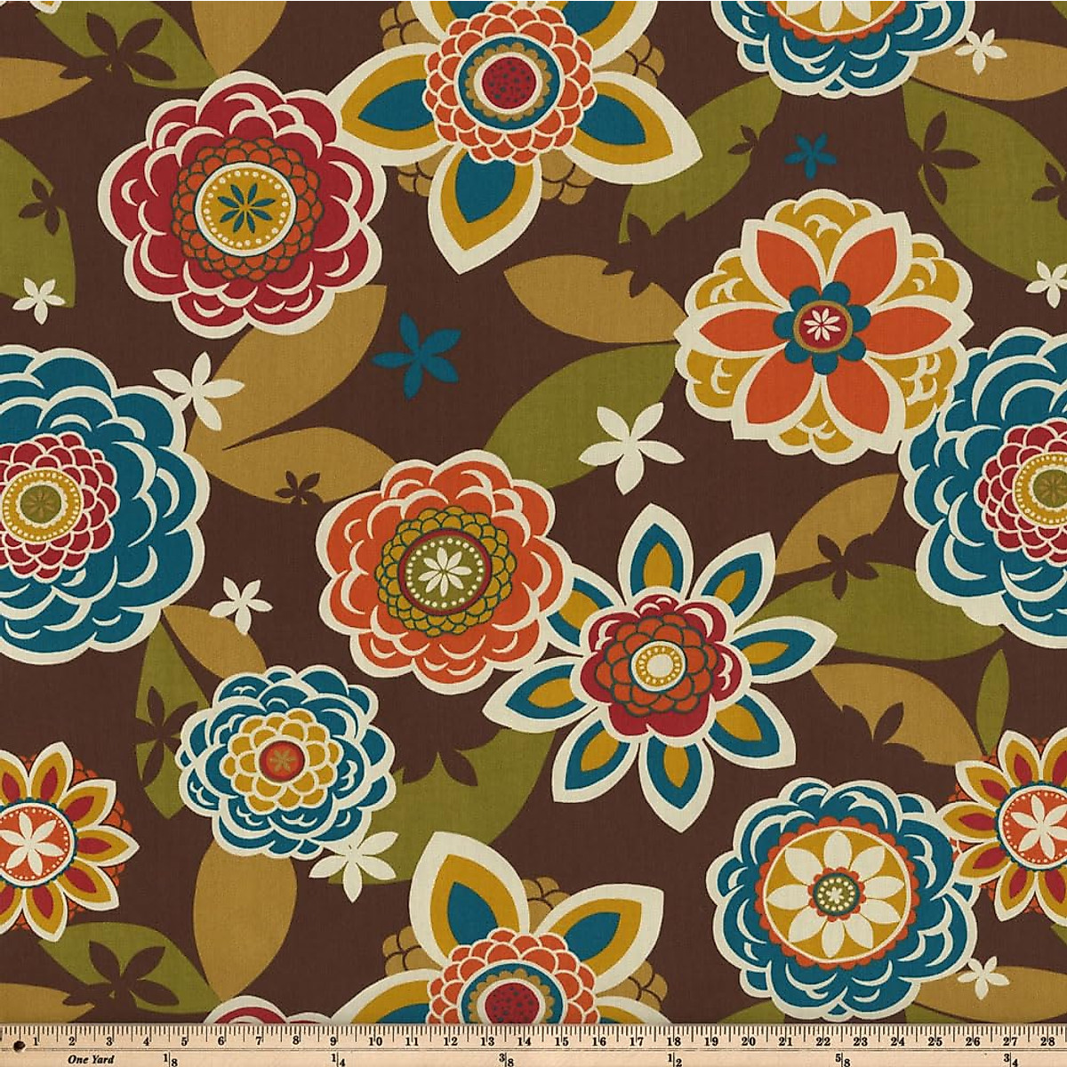 Pillow Perfect Reversible Floral Stripe Indoor/Outdoor Solid Back 1 Piece Square Corner Chair Cushion with Ties, Deep Seat, Weather, and Fade Resistant, 36.5" x 18", Brown/Orange Annie, 1 Count