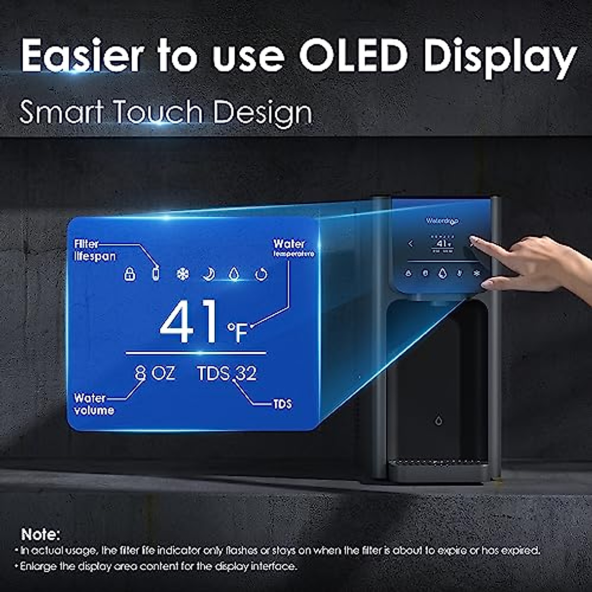 [Hot and Cold] Waterdrop WD-A1 Countertop Reverse Osmosis System, NSF/ANSI 58 Standard, Bottleless Water Cooler, 6 Temperature Settings Hot Cold & Room Water Dispenser, 2:1 Pure to Drain