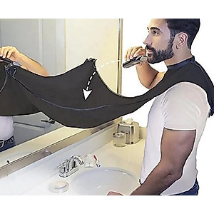 Beard Bib Beard Apron Stocking Stuffers for Men Gifts for Men Dad Fathers Day Anniversary Valentines Christmas Christmas Gifts for Him Boyfriend Husband Son Beard Trimming Catcher Bib (Black)
