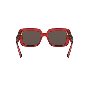 Versace Woman Sunglasses Transparent Red Frame, Dark Brown Lenses, 54MM