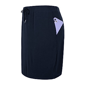 Century Star Tennis Skirts for Women with Pockets Golf Knee Length Skorts Athletic Sports Drawstring Waist Skirts with Shorts 06 Navy Blue X-Large