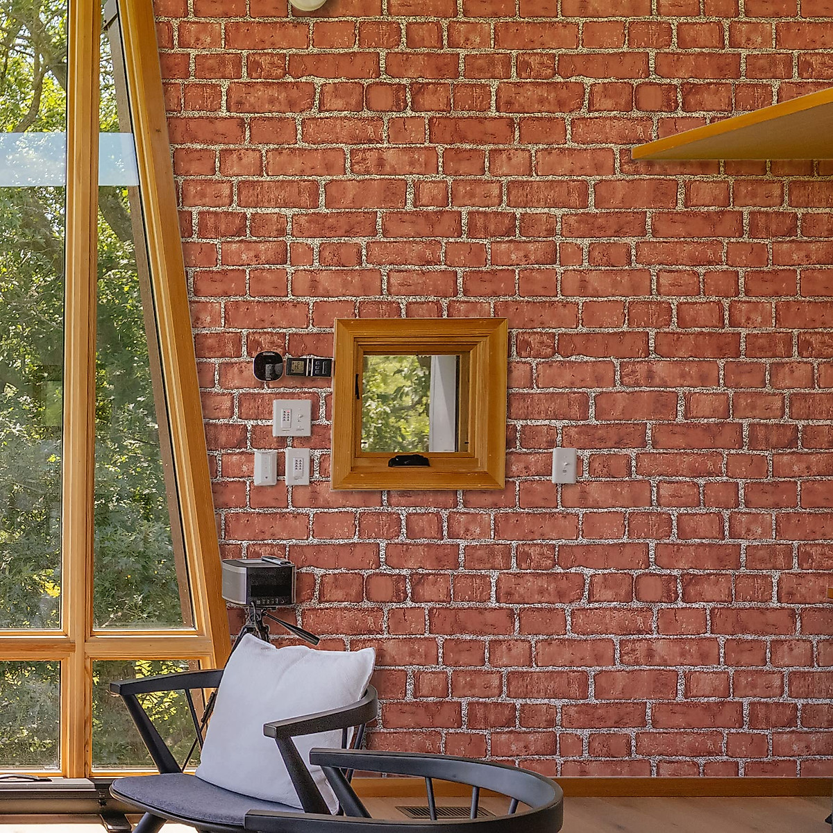 Naphite Red Brick Wallpaper Peel and Stick Removable Self Adhesive Faux Brick Wallpaper Fake Brick Stick on Wallpaper Brick Contact Paper Brick Wall Paper Textured Wallpaper Waterproof17.7×78.7 inches