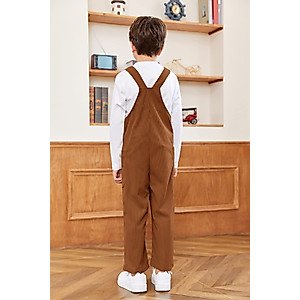 Ciaorbis Kids Girl Boy Corduroy Overall Solid One-Piece Pants with 2 Pocket Suspender Trousers 4-6Years