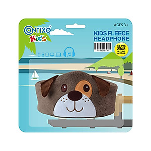 Contixo H1 Kids Headphones, 85dB Volume Limiting with Adjustable Speakers Soft Children Fleece Headband Toddler Headphones for Home and Travel - Animal Character Design, (Dog)