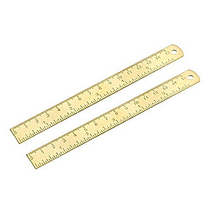 uxcell Straight Ruler 150mm 6 Inch Brass Measuring Tool with Hanging Hole 2pcs