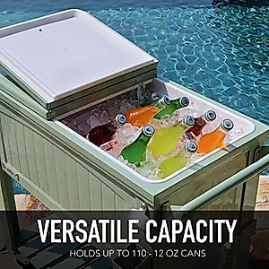 Permasteel PS-203F1-SAGE-AM 80 Quart Portable Rolling Patio Cooler, Sage