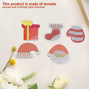 Hztyyier Diamond Painting Enfant 5 Ans 5Pcs 5D DiyPainting Christmas Keychain/Necklace Sticker Kits DIY Art Craft Kits for Kids and Adult