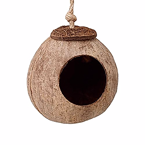 TATBUL Pets Hammocks Bird's Nest Natural Coconut Shell Small Pet Bird Parrot Cage Bird's Nest Hut Round Bed Hammock Aviary