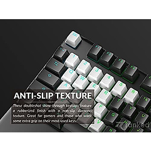 Ranked Rubber Keycap Set | Double Shot Translucent | OEM Profile for Mechanical Gaming Keyboard (White, 23 Keys)