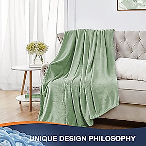 Walensee Fleece Blanket Plush Throw Fuzzy Lightweight (Throw Size 50x60 Sage Green) Super Soft Microfiber Flannel Blankets for Couch, Bed, Sofa Luxurious Warm and Cozy for All Seasons
