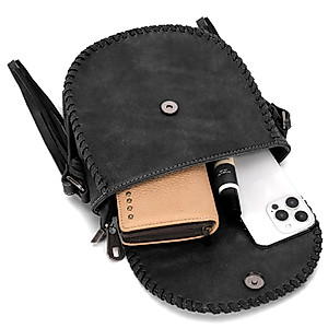 Montana West Western Crossbody Purses for Women Embossed Collection Vegan Leather Handbag Saddle Bag MW1212-8360BK