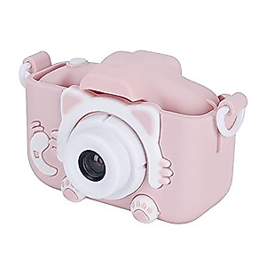 070 Camera Children Camera Portable 40MP Cartoon Cat Photograph Camera with Puzzle Games Birthday Gifts for Kids Children (Pink)