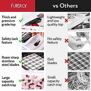 Fullstar Vegetable Chopper - Spiralizer Vegetable Slicer - Onion Chopper with Container - Pro Food Chopper - Black Slicer Dicer Cutter - 4 Blades