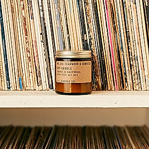 P.F. Candle Co. Teakwood & Tobacco Classic Mini Scented Soy Wax Travel Candle (Pack of 2) (3.5 oz) 20-25 Hour Burn Time, Cotton Wick, Amber Glass Jar