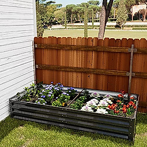 UDPATIO Galvanized Raised Garden Bed 6x3x1 FT, Outdoor Metal Planter Boxes for Planting Vegetables, Flowers, Herbs and Fruits, Gardening Deep Roof Planter Steel Kit, Dark Grey