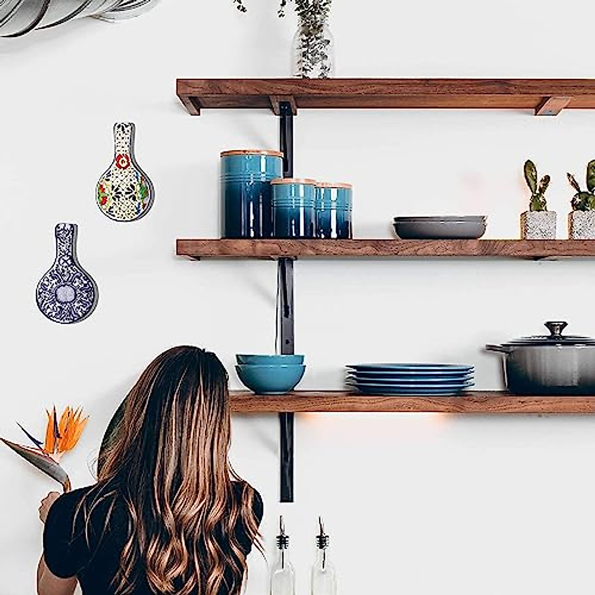 Handmade Pottery Spoon Rest, Dots & Flowers Encantada