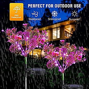 Solar Lights Outdoor Garden Decorative, 2 Pack Solar Powered Phalaenopsis Flowers Lights Design, Upgraded Solar Lights Outdoor Waterproof IP65, Solar Garden Decorations - Gardening Gifts for Women