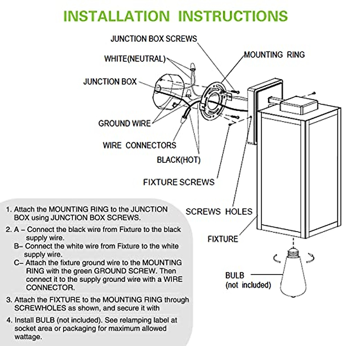 Outdoor Wall Lantern, Waterproof Exterior Wall Sconce Light Fixture, Anti-Rust Wall Mount Light with Clear Glass Shade, Matte Black Wall Lamp with E26 Socket for Porch, Front Door (Bulb Not Included)