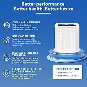 211+ Replacement Filter Compatible with Blueair Blue Pure 211+, 211+ auto and Max Air Puri-fier, 2 Pack 211+ Replacement