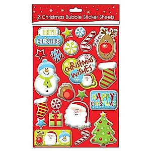 Atlona 2 A4 Sheets Christmas Bubble Stickers - Children's Xmas Activity Stocking