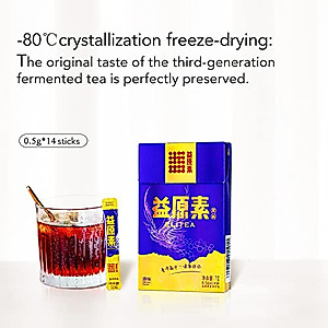 TAETEA Instant Puerh Tea Powder, Pu'er Tea Crystals, 14 Sticks 14g, Sugar Free, Zero Fat, Low Carb, Low Calorie Powdered Puer Tea for Hot & Cold Beverages