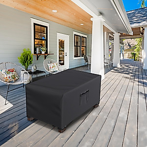 Mrrihand Patio Coffee Table Cover, Patio Furniture Covers for Coffe Table, Waterproof Rectangular Outdoor Small Side Table Cover with with Air Vent and Handles-36×22×18 inch