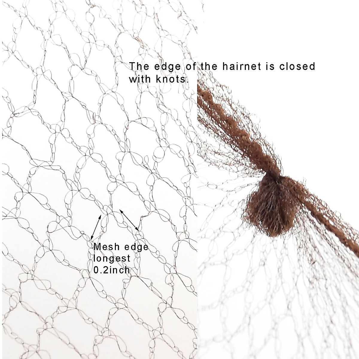 50 Pcs Hair Net 20 Inch Invisible Elastic Mesh Wig Hairnet for Bun Hair Making Food Service Workes (Bulk Packing,Dark Brown)