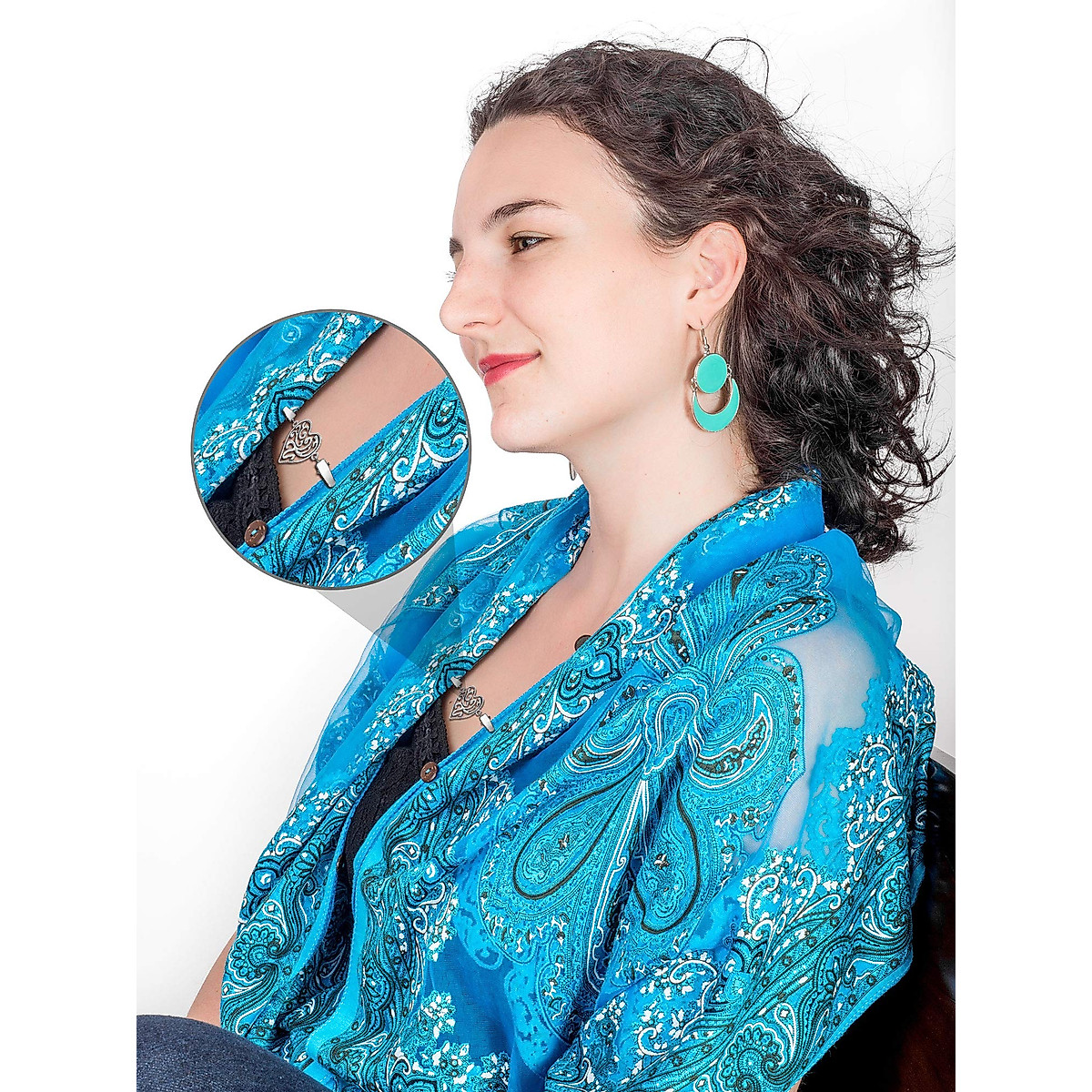 Jetec 12 Pcs Dress Back Clip Vintage Shirt Cinch Clips Sweater Cardigan Shawl Clips for Women Girls Brooch Clips(Retro Style)