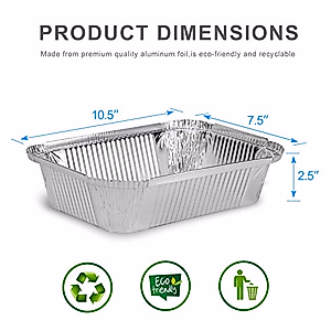 5LB Foil Pan with Lid 10.5x7.5x2.5” Large Aluminum tin Pans with Covers Disposable Food containers Great for Baking Cooking Heating Storing Prepping Food by lsshao
