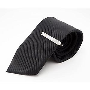 Jonwo Mother of Pearl Men's Tie Clip With Presentation Box Tie Bar for Gentleman Regular Necktie Tie Pin for Daily Business Anniversary Wedding Occasions (Silver Tie Clip)