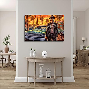 ULLiaN Mexican Chicano Confident Dark Car Aesthetic Poster Wall Art Men Car Poster Boy Room Colorful Modern Car Truck Retro Car Truck Wall Decoration Teen Bedroom Aesthetic (08x12inch-No Framed)